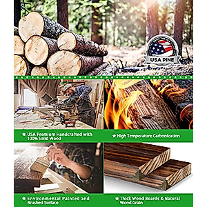 Ameegoo Set of 2 Solid Wood Floating Shelves Rustic Wall Mounted Floating Shelves for Storage Rack Organizer Wall Shelf Thick Wide Wooden Wall Shelves for Bedroom Bathroom Office (Flame-20 x 5.5'')