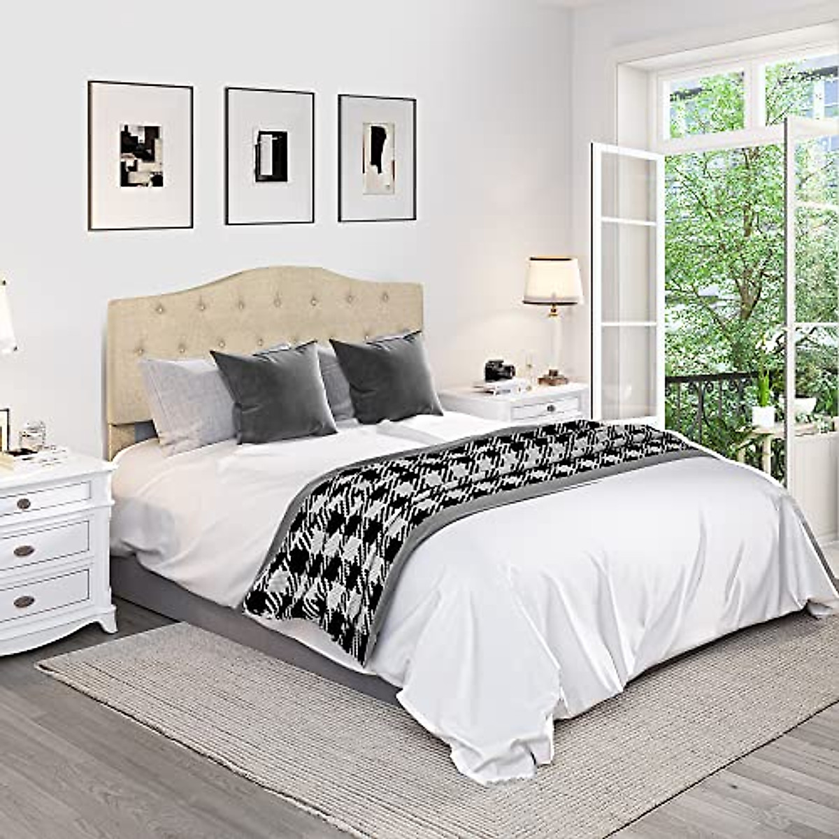 YITAHOME Upholstered Headboard, Linen Tufted Upholstered Headboard with Diamond Tufted, Headboards for Full/Queen Size Bed - Beige