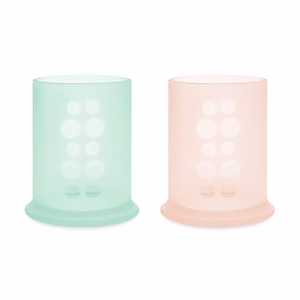 Olababy 100% Silicone Training Cup Bundle for Baby and Toddler (Mint + Coral)