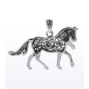 Jewelry Trends Large Celtic Knot Horse Equestrian Sterling Silver Pendant