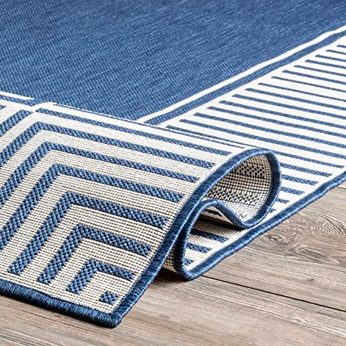 nuLOOM Asha Simple Border Indoor/Outdoor Area Rug, 5' x 8', Navy