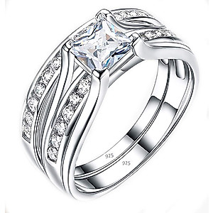 VPKJewelry 2.00 ct Real 925 Sterling Silver Wedding Engagement 2 pc set Diamonique CZ Ring Women (4.5)