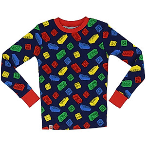 LEGO Boys 2 Piece Cotton Pajama Set, Size 4 Navy