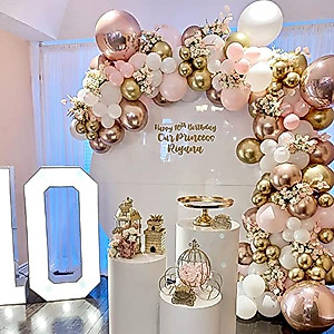 126pcs Pink Rose Gold White Balloons Garland Arch Kit,with 18inch 4D Rose Gold Foil balloon Set,for Girl Princess Birthday Party Wedding Bridal Shower Anniversary Baby Shower Background Decoration