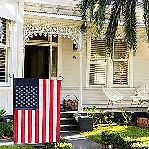 Mogarden American Garden Flag Embroidered Stars, 12.5 x 18 Inch Sewn Stripes Double Stitched, Small Applique Patriotic 4th of July USA Yard Flag For All Seasons For Outside