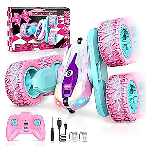 LET'S GO! RC Cars Toys for Girls Remote Control Stunt Car Outdoor Toy for 4 5 6 7 8 9 Year Old Girl Boys Kids Gifts Double Sided 4WD Race Car 360°Flip Birthday Gift for Girls Boys Kid Age 8-12