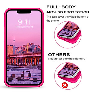 BENTOBEN for iPhone 13 Mini Case, iPhone 13 Mini Phone Case, Slim Fit Liquid Silicone Soft Gel Rubber Anti-Scratch Shockproof Phone Cover with Microfiber Lining for iPhone 13 Mini 5.4", Hot Pink