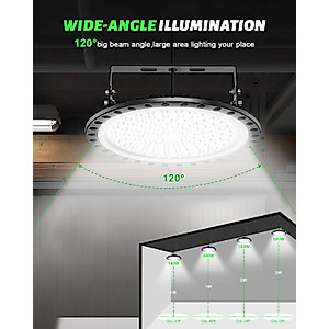 Viugreum High Bay LED Shop Lights, 500W UFO LED High Bay Light 50,000LM 120V LED High Bay Lights 5000K Daylight, Alternative to 2000W MH/HPS for Garage Workshop Barn Factory Warehouse - 10 Pack