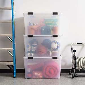 IRIS USA 156 Quart / 39 Gal. WEATHERPRO Plastic Storage Box with Durable Lid and Seal and Secure Latching Buckles, 3 Pack, Weathertight, Keep Dust and Moisture Free, For Oversized and Bulky Items