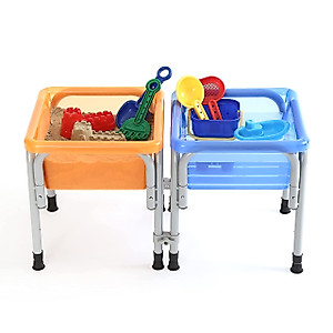 Special Supplies Sensory Activity Table for Kids and Toddlers with 2 Plastic Buckets, Easy Build Frame, and 7 Beach Toys for Interactive, Hands-On Learning Water, Sand, and STEM Play