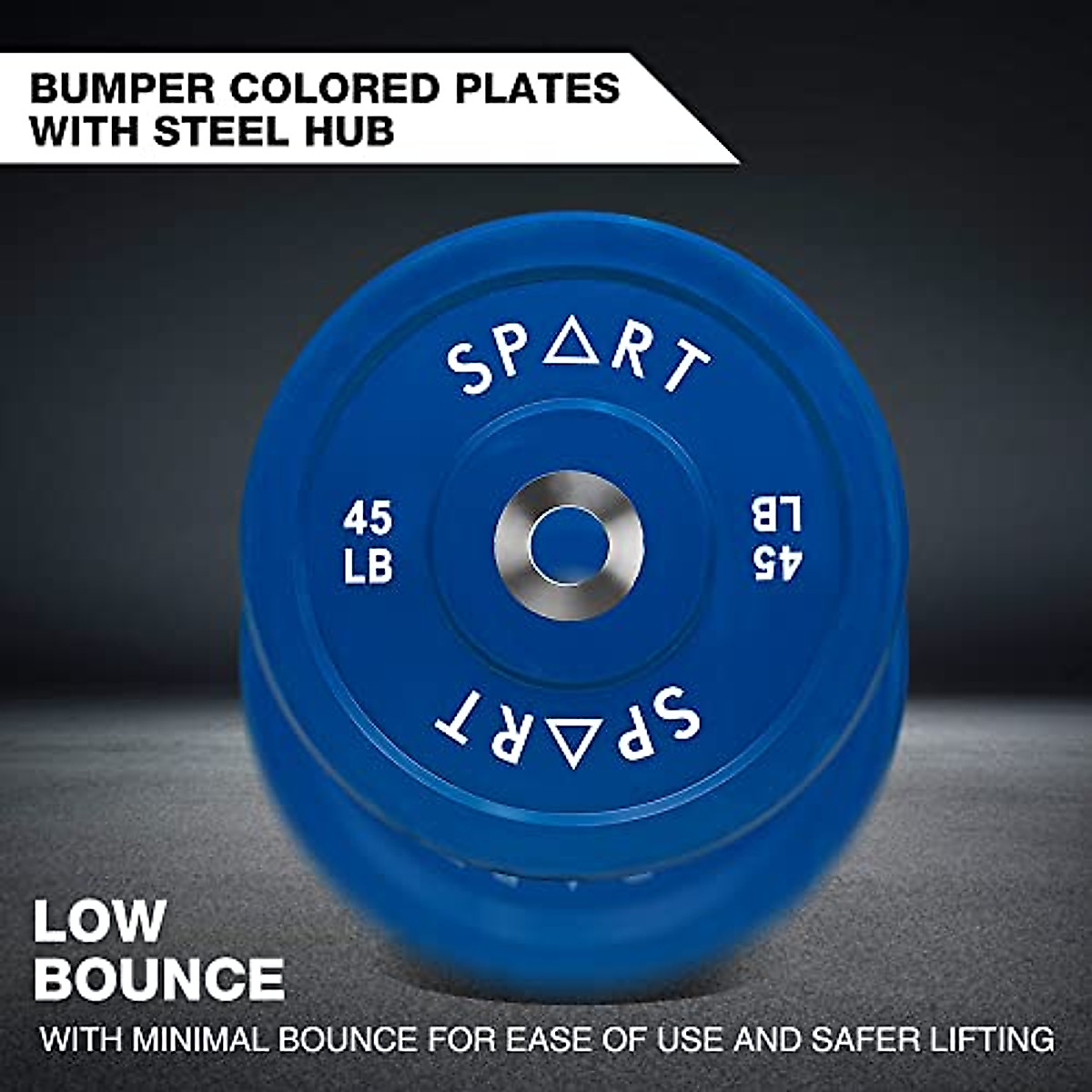 SPART Color Coded Olympic 2-Inch Rubber Bumper Plate 190LB Set, Weight Plate with Stainless Steel Insert Hub for Strength Training, Weightlifting and Crossfit