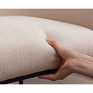 VESCASA Linen Upholstered Dining Chairs with Barrel Back, Mid Century Modern Padded Restaurant Chairs with Black Metal Frame for Kitchen, Dining Room, Set of 6, Cream