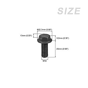 METALLIXITY Flanged Hex Head Bolts (M10x25mm) 6pcs, Hexagon Bolt Fully Thread Screw - for House Construction Hardware Fasteners
