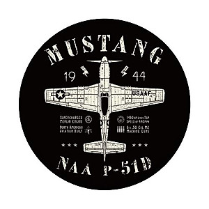 P-51 D Mustang Vintage WWII North American P51 Fighter Plane PopSockets PopGrip: Swappable Grip for Phones & Tablets