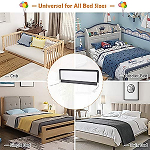 Costzon Double Sided Bed Rail Guard, 2 Pack, Extra Long Swing Down Safety Guard w/Straps, Folding Baby Bedrail for Kids Twin Double Full Queen King Mattress, Gray, 59 Inch