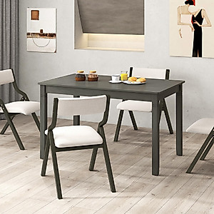 Giantex Dining Table for 4 People, 48” x 29” Kitchen Table with Wood Legs, Rectangular Dinner Table for Small Space, Apartment, Living Room, Dinette Table, Load 330 Lbs, Dining Room Table (Grey)
