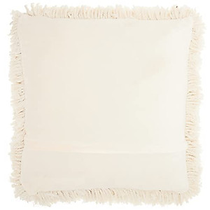 Mina Victory Shag Lush Yarn Cream 20" x 20" Throw Pillow
