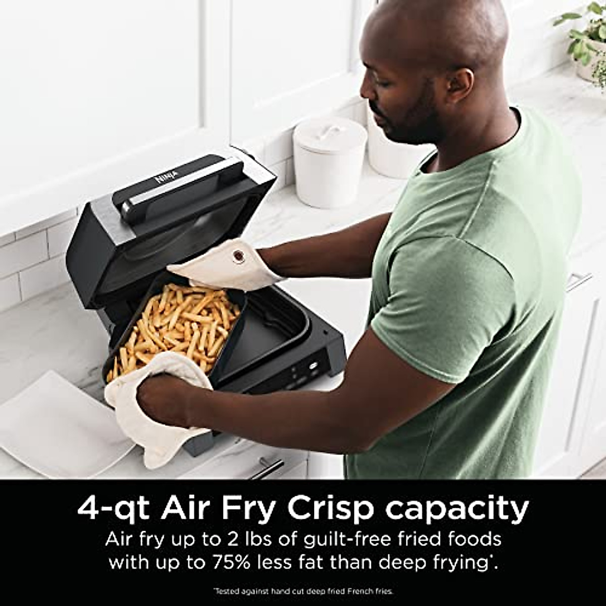 Ninja DG551 Foodi Smart XL 6-in-1 Indoor Grill with Air Fry, Roast, Bake, Broil, & Dehydrate, Foodi Smart Thermometer, 2nd Generation, Black/Silver