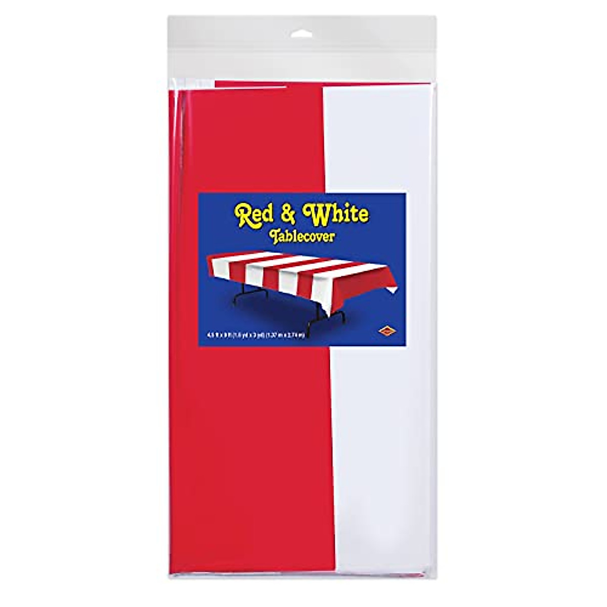 Red & White Stripes Tablecover Party Accessory (1 count) (1/Pkg)