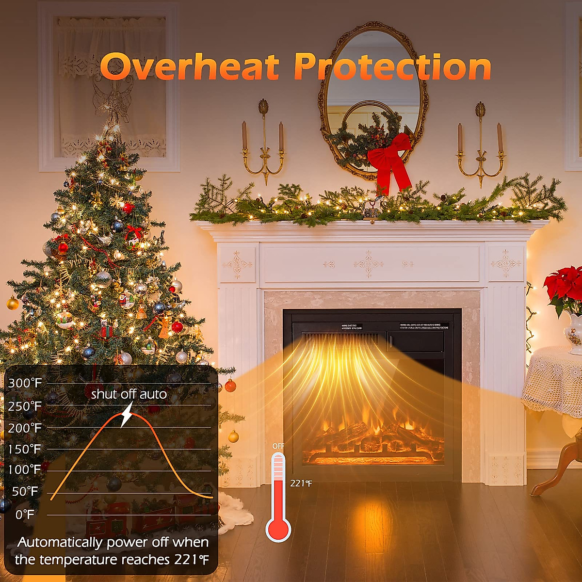 Tangkula 18 Inch Electric Fireplace, 5100 BTU Freestanding Electric Fireplace Heater with Remote Control, Adjustable Flame Brightness, Overheat Protection for Home, Hotel, ETL Certification