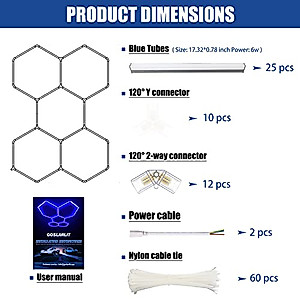 Hexagon Ceiling Lights,Creative Detail Lights,DIY Shaped Decorative Lights,LED Night Light for Shop,Garages,Basement,Gym,Gaming Room,Club,Plug & Play,145W,5Pack (Blue)