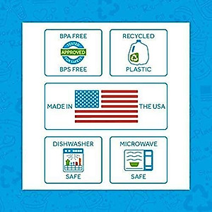 Re-Play Made in USA 4pk Starter Dining Set of 2 Divided Plates with 2 Matching Bowls in Bright Pink and Blush - Made from Environmentally Friendly Heavyweight Recycled Milk Jugs