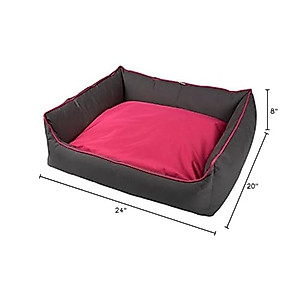 Totally Pooched Explore Bolster Dog Bed with EVERFRESH Probiotic Technology for Natural, Non-Toxic Odor Control- Pink, Medium