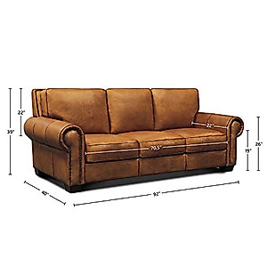 Valencia 100% Top Grain Hand Antiqued Leather Traditional Sofa