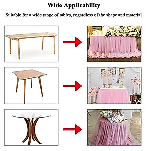 Pink Tulle Table Skirt for Rectangle Tables or Round 9ft Pink Tutu Table Skirts Tablecloth for Birthday Party Wedding Girl Baby Shower Cake Dessert Banquet Table Decorations
