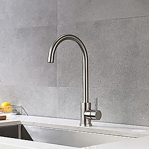 Jshozzy Modern Bar Sink Faucet Stainless Steel Bar Faucet for Kitchen Sink Single Handle Hot and Cold, Brush Nickle Prep Sink Faucet