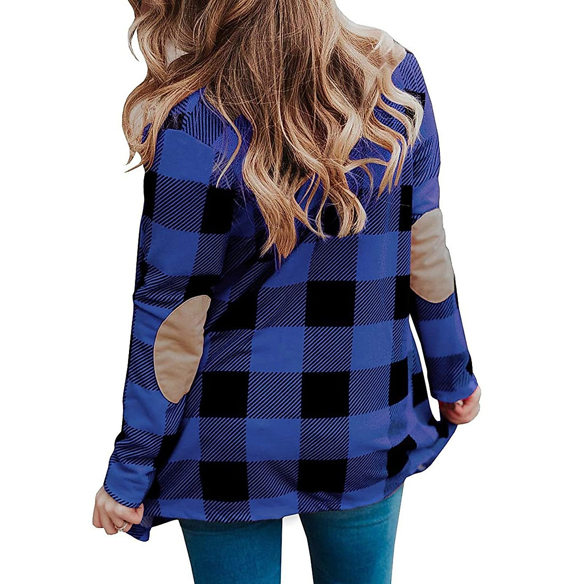 LYTRYCAMEV Womens Fall Fashion 2023 My Orders Placed Recently By Me Cardigan for Women Casual Plaid Long Sleeve Open Front Shirts Printed Plus Size Tops Loose Fit Lightweight Jackets(K-Blue,Large)