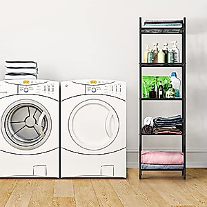 HEOMU 5 Tier Shelving Unit Metal Storage Shelf, Wire Shelves Organizer Utility Storage Racks and Shelving for Laundry Bathroom Kitchen Garage