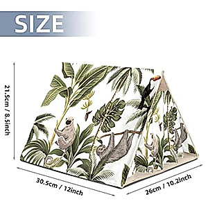 enheng Small Pet Hideout Toucan Sloth Palm Trees Hamster House Guinea Pig Playhouse for Dwarf Rabbits Hedgehogs Chinchillas