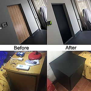 LovingWay 14.7 feet Wallpaper Roll Solid Color Shelf Liner 17.7x177 Inch Black Wood Grain Countertop Protective Paper Refresh Console Table Drawer Chest