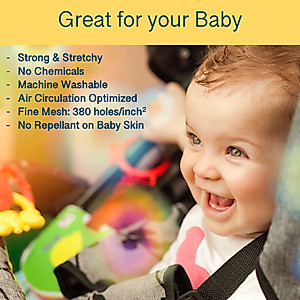 Stroller Mosquito Net for Baby - Durable, Simple Setup System - Extra Fine Holes to Protect Against Mosquitos and Wasps - no Harmful Chemicals - Perfect Fit for Stroller Net, for Car Seats & Carriers
