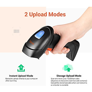 Tera 1D Wireless Barcode Scanner USB Cradle Charging Base Handheld Laser Bar Code Reader 1D Automatic Sensing Fast and Precise Scanner Model 6100