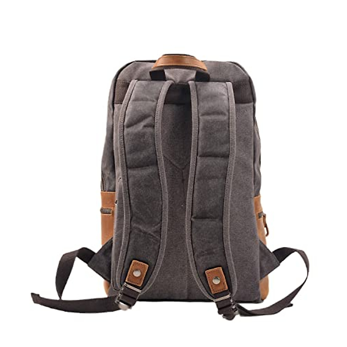 WUDON Canvas Leather Backpack for Women - Casual Style Shoulder Rucksack for Daypack Vintage Backpacks