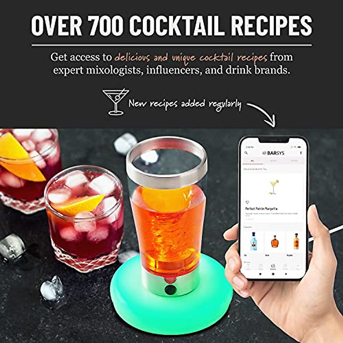 Barsys Smart Coaster Cocktail Machine - Automated Cocktail Maker for a Home Bar - Barsys Coaster + APP for at Home Cocktails – Simple Design, Easy to Clean (Coaster + Cocktail Mixer Cup)
