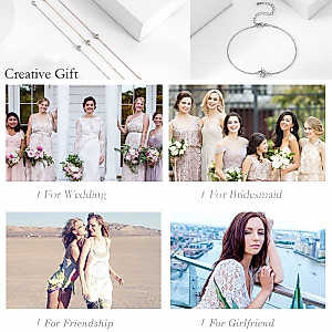 DHQH Bridesmaids Gift Set of 6 or 4 Bridesmaid Bracelet 18K Gold Plated Knot Bracelet I Couldn’t Tie a Knot Without You Wedding Bridesmaid Proposal Bracelets Jewelry Gifts for Women