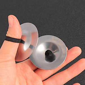 MILISTEN 6Pcs Finger Cymbals, Finger Cymbals Brass Zills Finger Musical Instrument for Dancer Ball Party, Silver