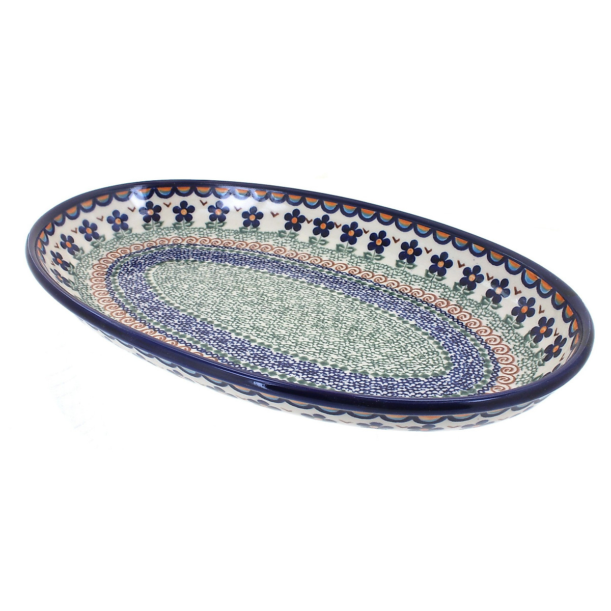 Polish Pottery Aztec Flower Oval Platter