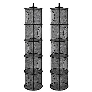 coastal rose 2Pcs Stuffed Animal Storage Foldable Stuffed Animal Net or Hammock Organizer, 5 Compartments Hanging Mesh Toy Storage Hammock for Kid Room Toys, Gloves, Hats, Socks(Black)