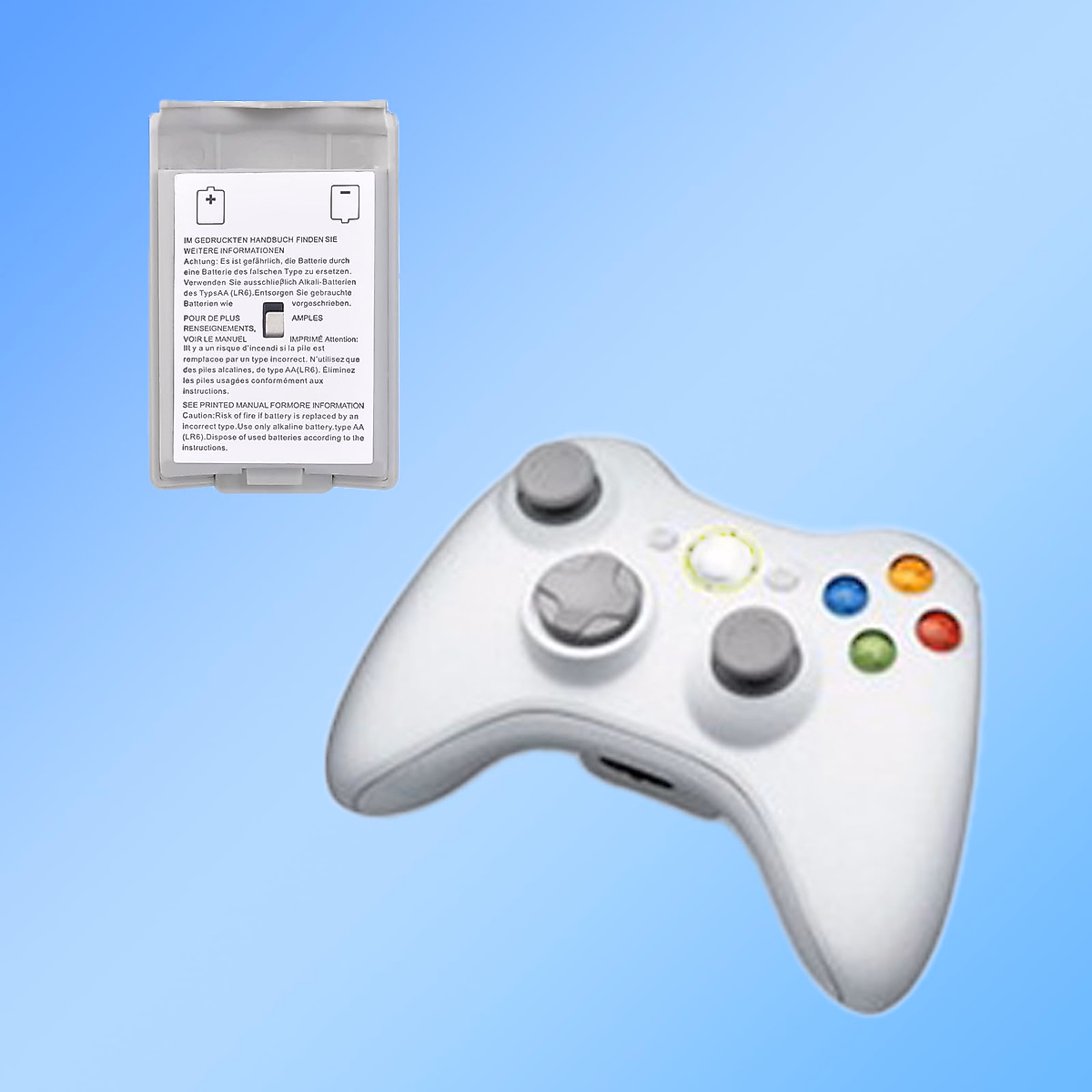 2 Pcs Battery Pack Cover for Xbox360 Wireless Controller, Replacement Battery Pack Cover Shell Case (1×Black, 1×White)