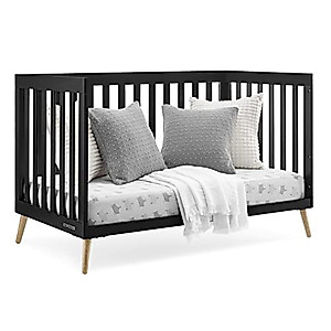 Delta Children Essex 4-in-1 Convertible Baby Crib, Ebony with Natural Legs