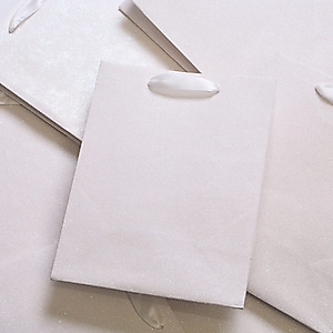 PAPER FAIR 12Pcs Embossed Crystal White Glitter Gift Bags with 24 Tissue Paper Bulk, M 9x7 Inch, Christmas Valentines Day Gift Wrap Bag, Wedding Bridal Shower Favor Bag Gift Packaging, Holiday