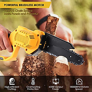 Mellif Mini Chainsaw 6-Inch for Dewalt 20V MAX Battery, Cordless Power Chain Saw with Security Lock, Brushless Handheld Electric Chainsaw for Wood Cutting Tree Trimming (Battery Not Included)