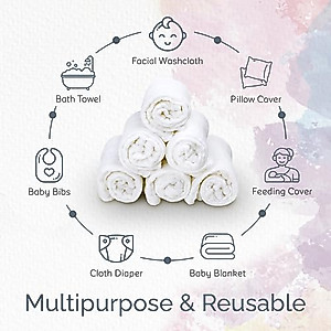 KiddyCare Muslin Burp Cloths - Burp Clothes for Baby Girl/boy, Organic Baby Clothes Burping Cloths for Babies - 6 Layers absorbance, Baby Burp Cloth (4 Pack (10x20 inches))