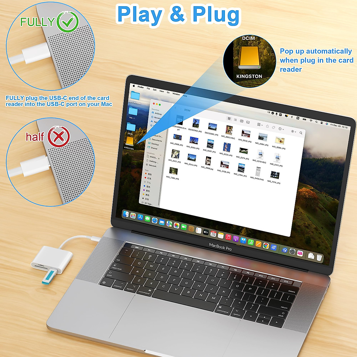 SZHAIYIJIN USB C SD Card Reader for iPhone 15/Mac/iPad Pro, 3 in 1 SD Card Reader USB C with USB Port Thunderbolt to SD TF Card Adapter Memory Card Reader for MacBook Pro/Air iMac M1 M2 Galaxy S22 S23