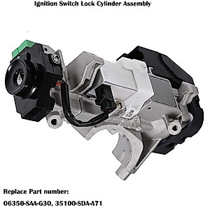 Ignition Switch Lock Cylinder Assembly for Honda Accord Civic with Keys (chip ID48),Replace : 06350-SAA-G30, 35100-SDA-A71