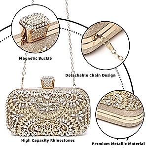 Vintage Bridal Clutch Evening Purse Gold Party Purse Prom Handbag Gold Bridal Clutch Party Gold Purse for Party Women Clutches Evening Wedding Clutch Gold Evening Clutch Prom Purses and Handbags(Glod)